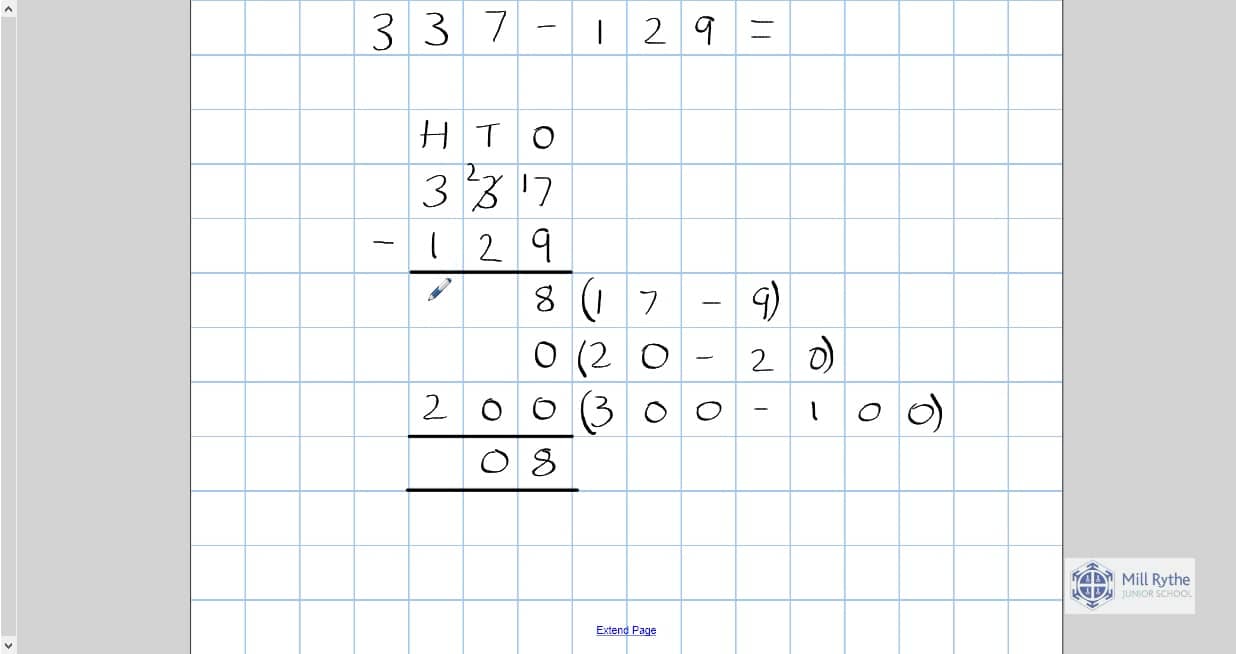 Expanded column subtraction with exchanging on Vimeo