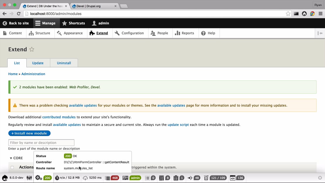 The Webprofiler Drupal 8 Under The Hood Symfonycasts