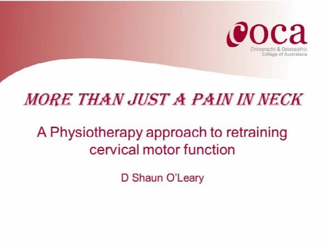 A Physiotherapy approach to retaining cervical motor function on Vimeo