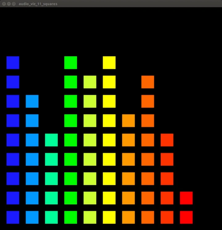 Audio Visualizer - 11x11 rainbow square grid on Vimeo