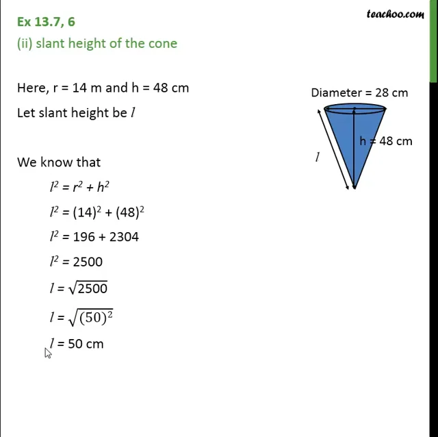 Right Circular Cone Formula