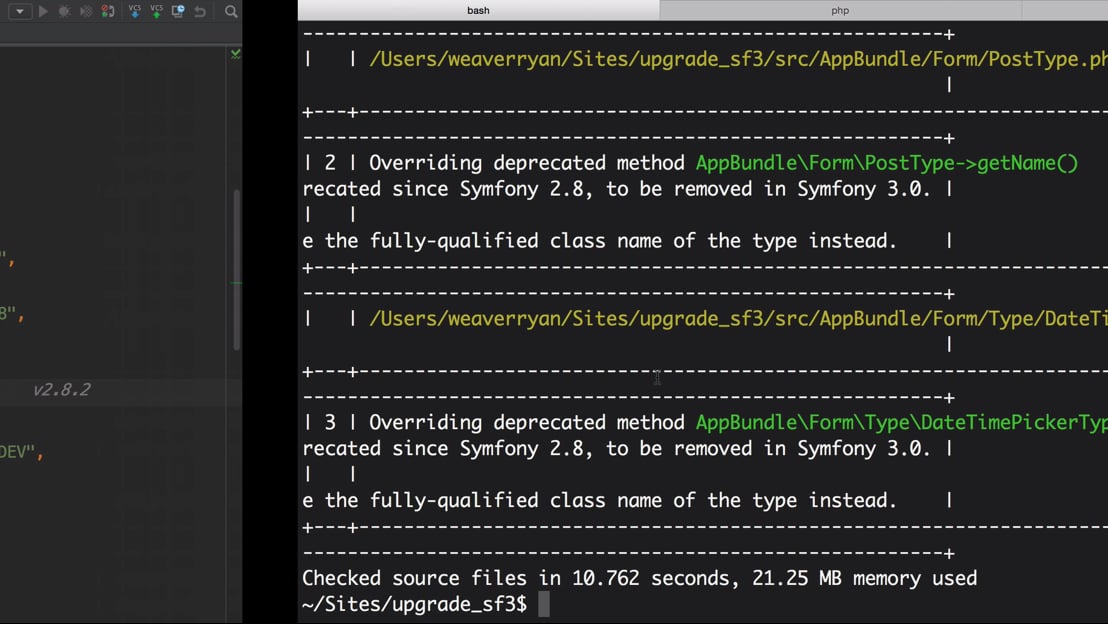 Deprecation Fixing Tools How To Upgrade To Symfony 2 8 Then 3 0 Symfonycasts