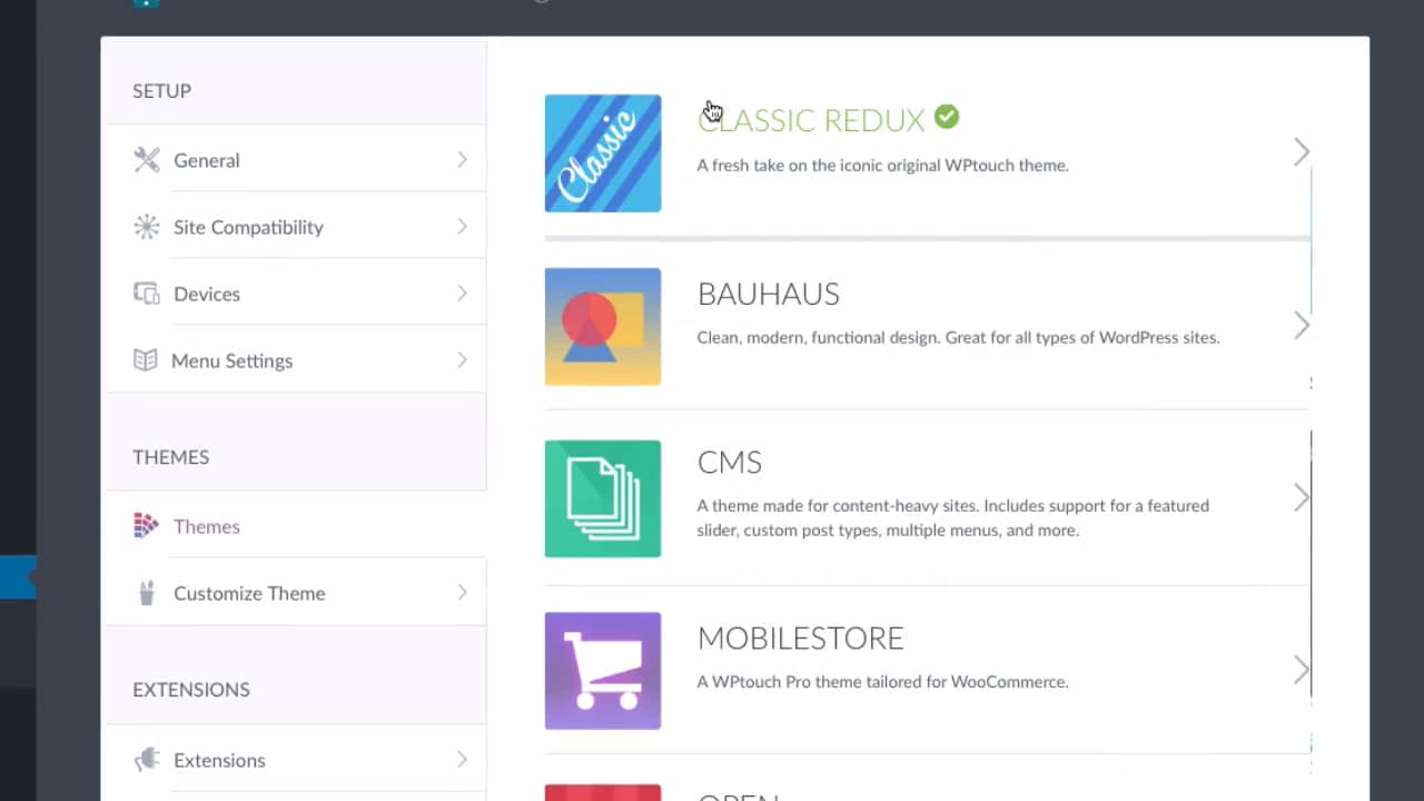 First Look: WPtouch Pro 4 Settings Panel on Vimeo