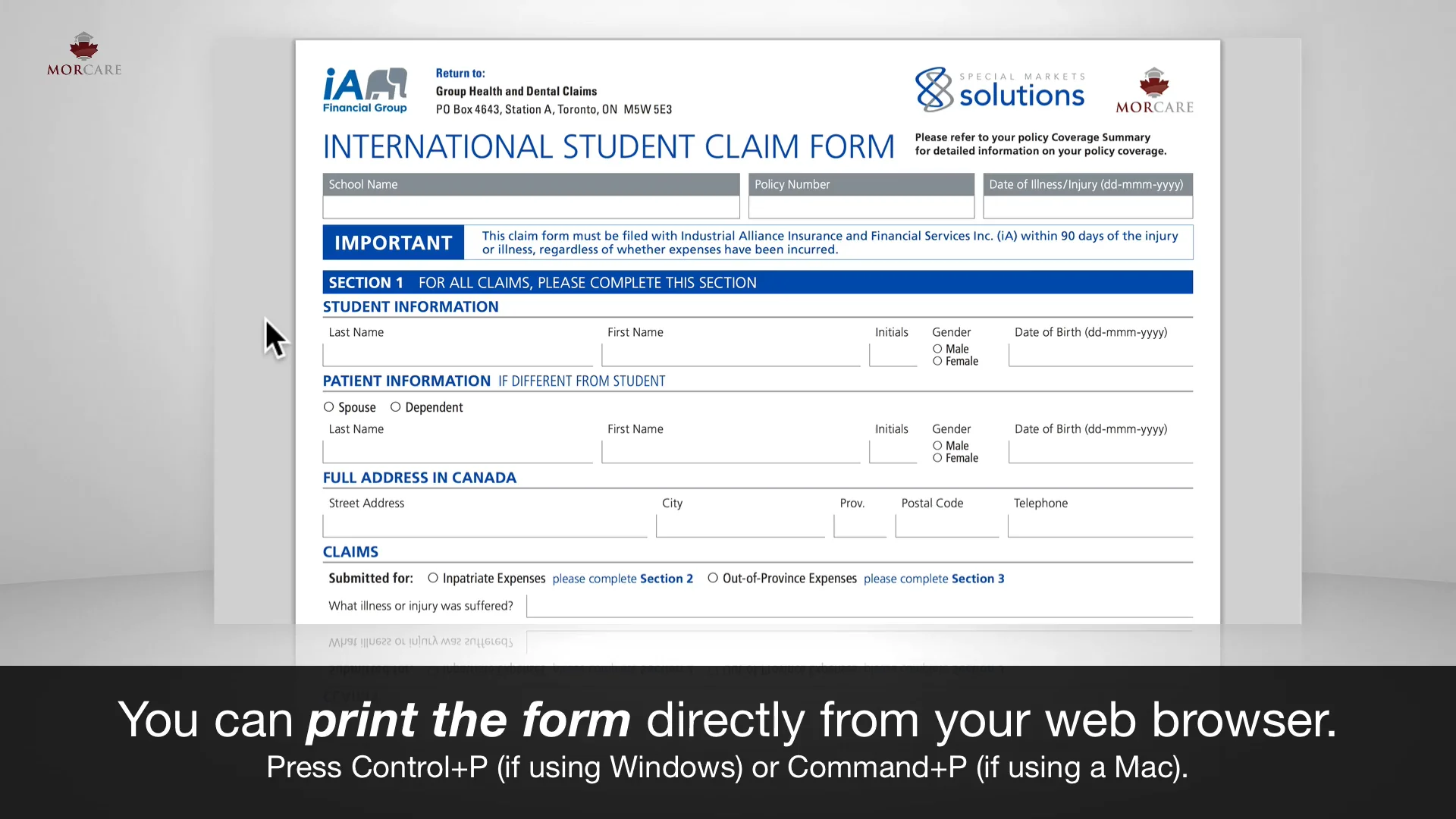 Morcare Claim Forms - Seneca