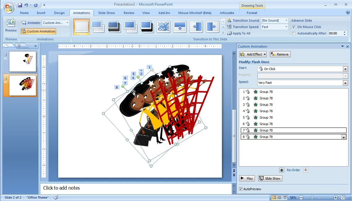 Create a pivot point animation in PowerPoint by changing the center ...