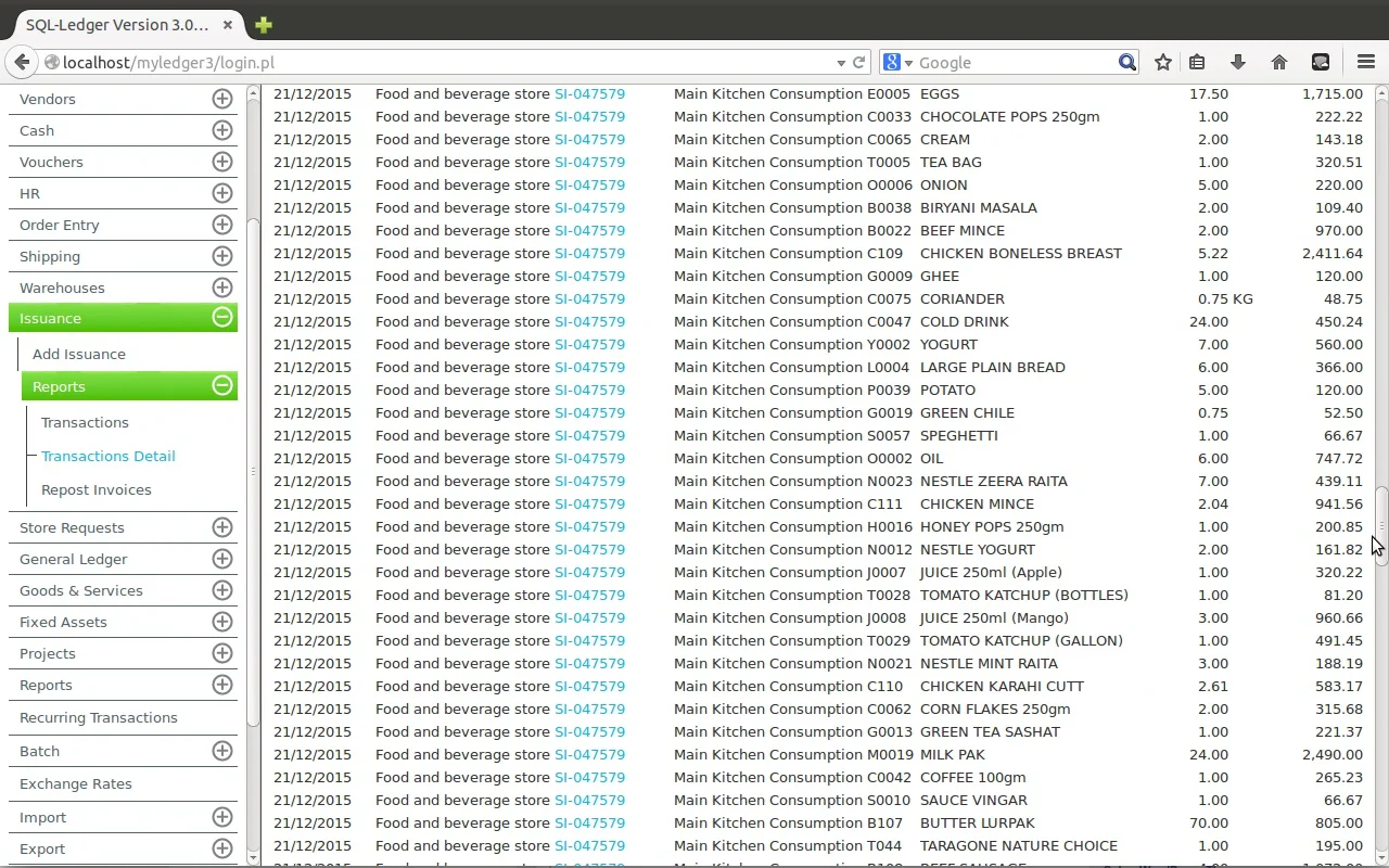 304 Issuance report and consumption report