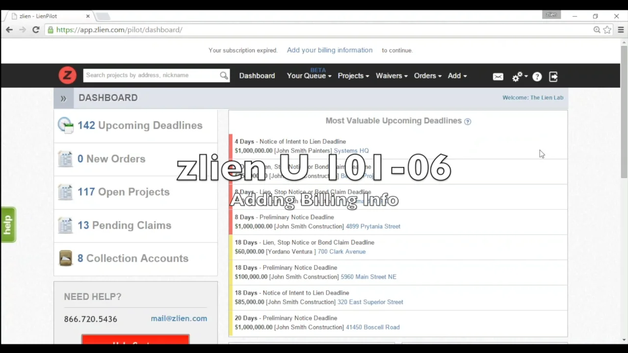 zlien u 101-06: zlien Billing and Invoice Information on Vimeo