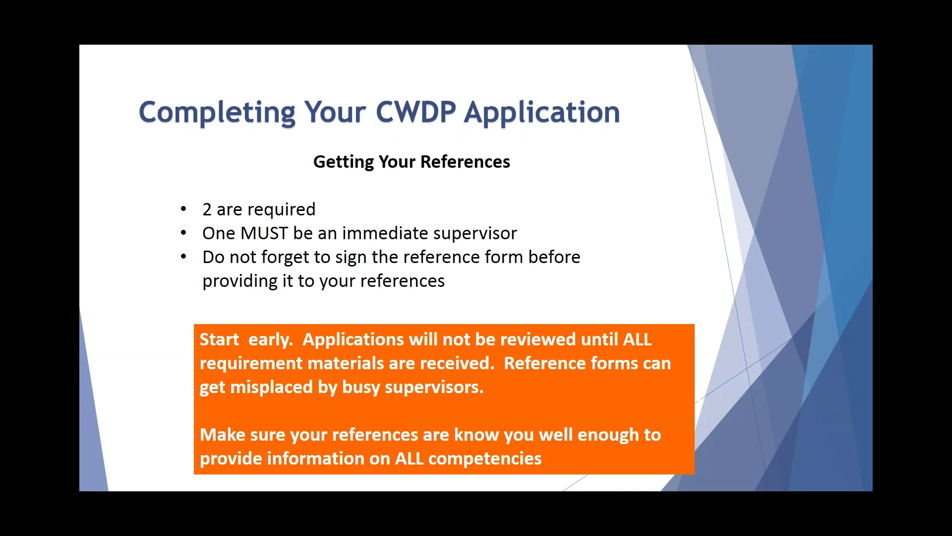 Applying for Your CWDP: Tips and Strategies: January 2016 on Vimeo