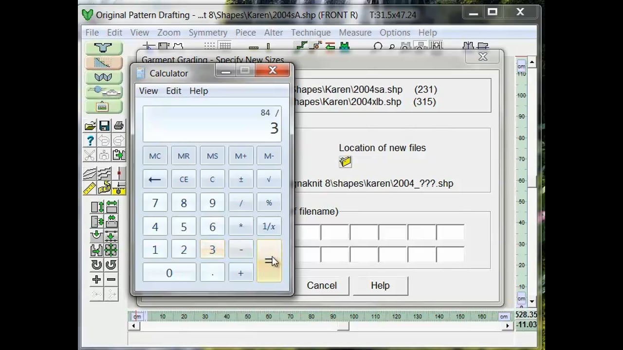 Using the Grading feature to create a series of garment shapes ...