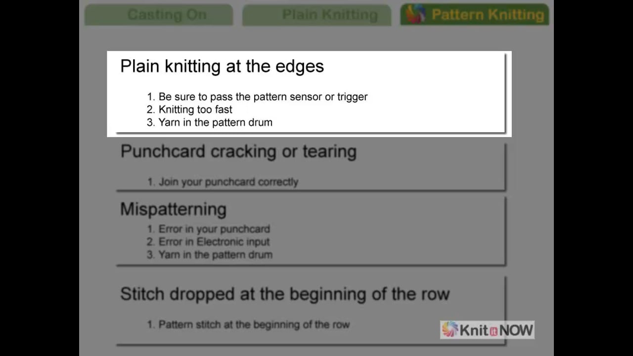 Troubleshooting Tips - Pattern Knitting | Machine Knitting Tutorial