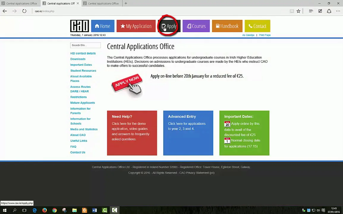 Obtaining your CAO application number