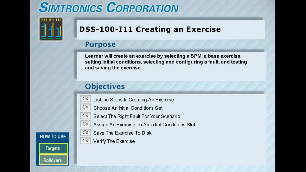 Creating an Exercise in Simtronics OTS DSS-100 Instructor Tutorials on ...