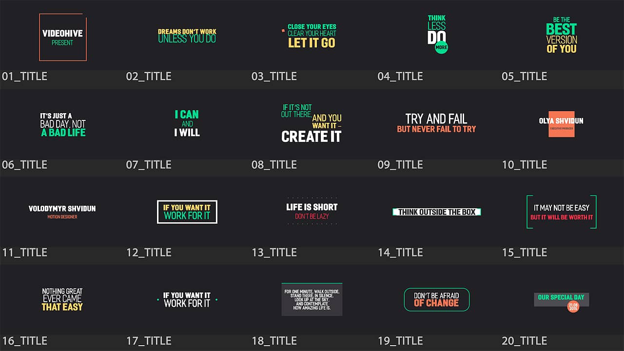 Minimal Titles Pack on Vimeo