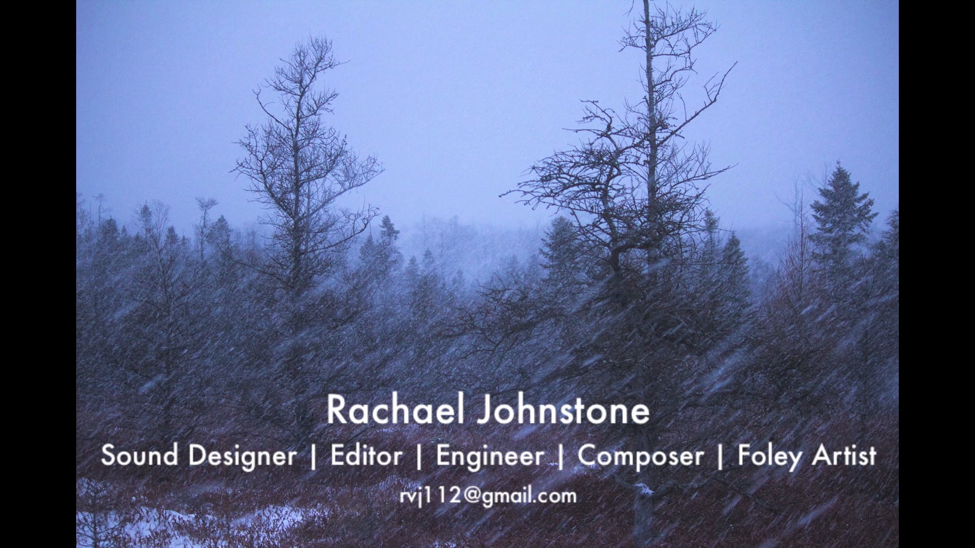 Rachael Johnstone - Audio Reel on Vimeo