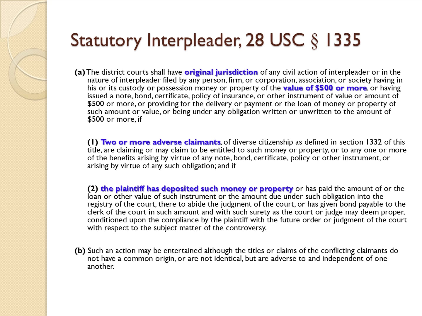 Week9bVIDEO Rule and Statutory Interpleader on Vimeo