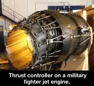 THRUST CONTROLLER ON A MILITARY FIGHTER JET ENGINE on Vimeo
