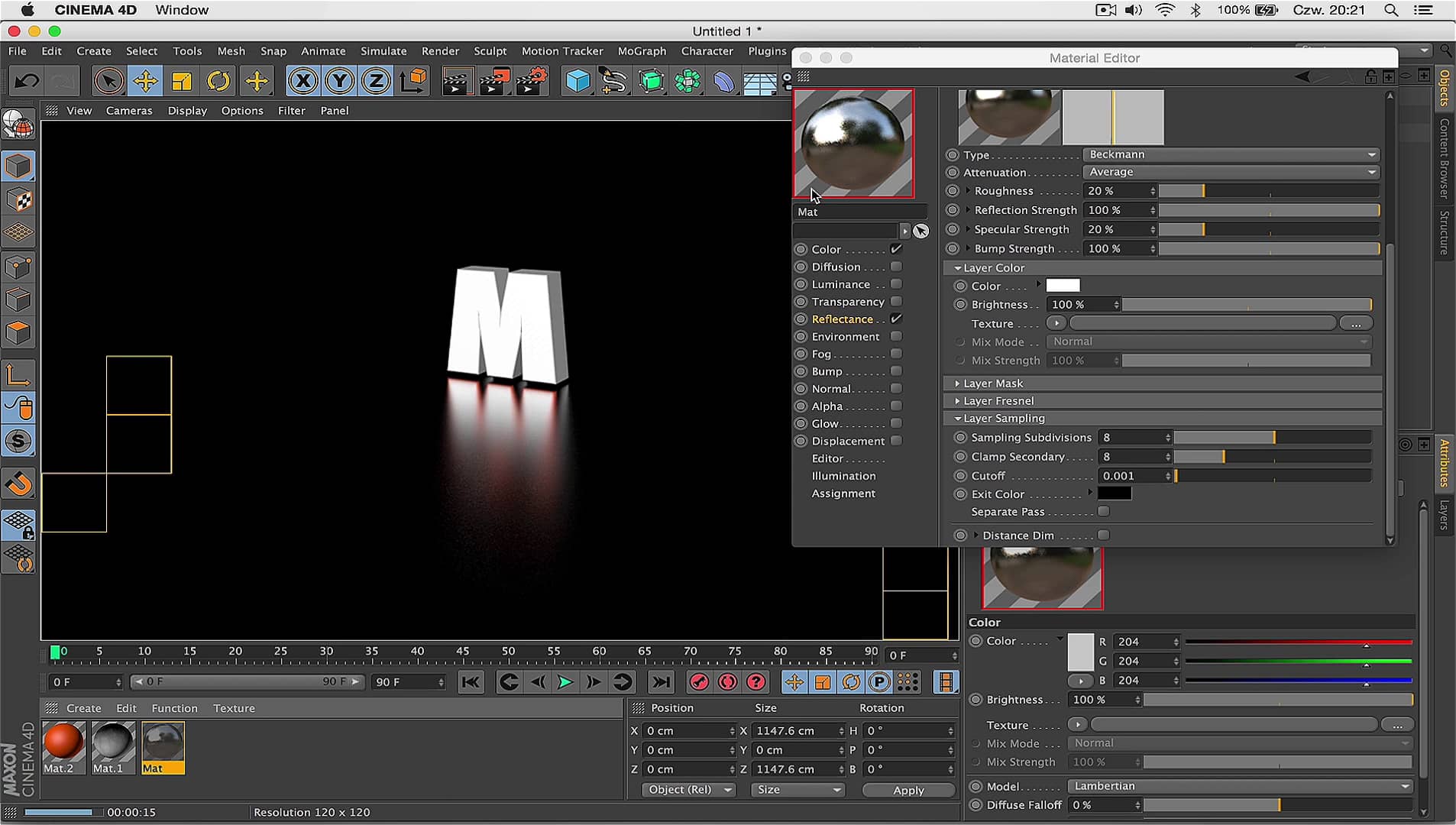 C4D How to make colored, blurry and fade out reflection.{ POLISH VOICE ...