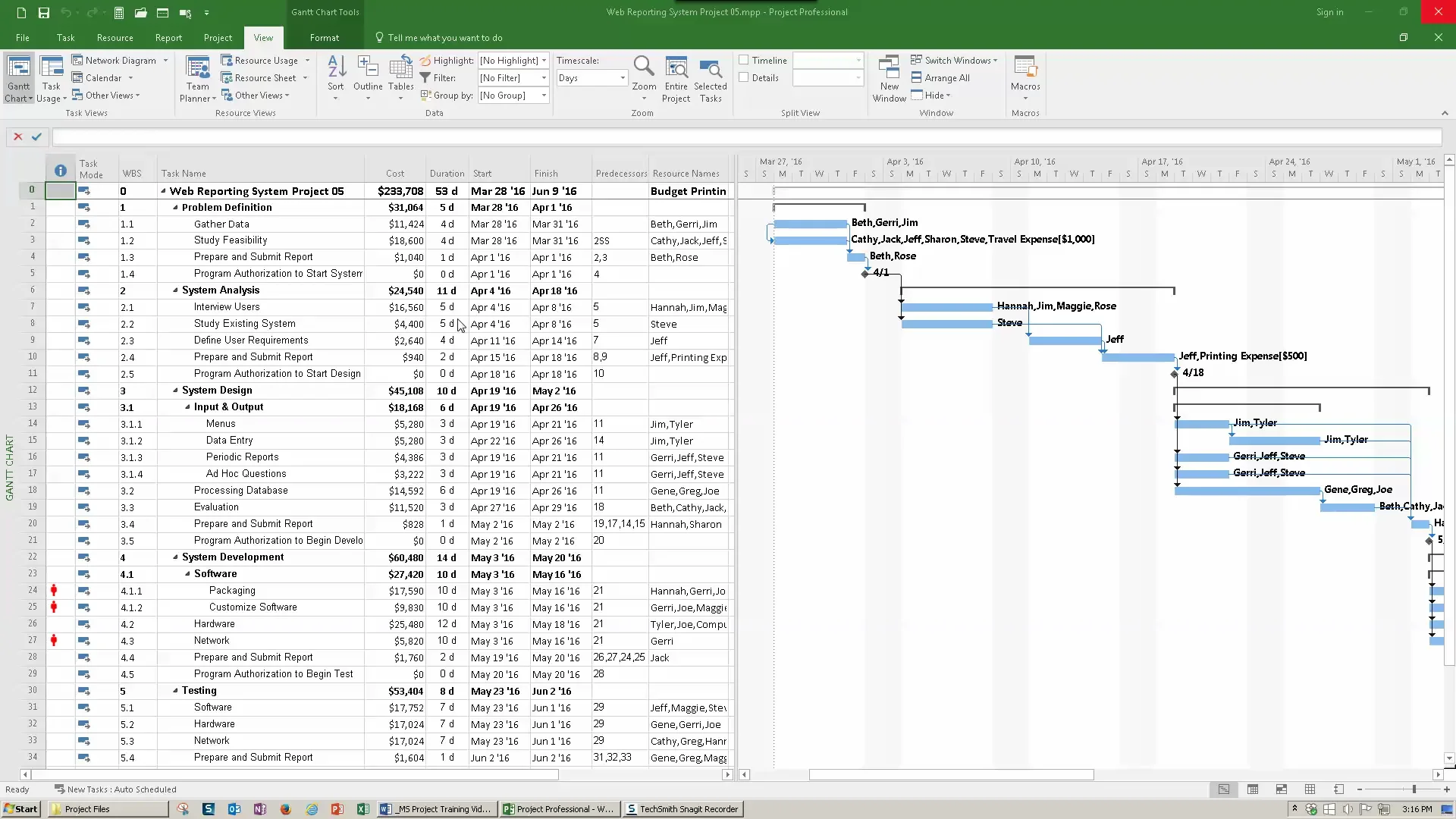 4-9 MS Project Task Usage View