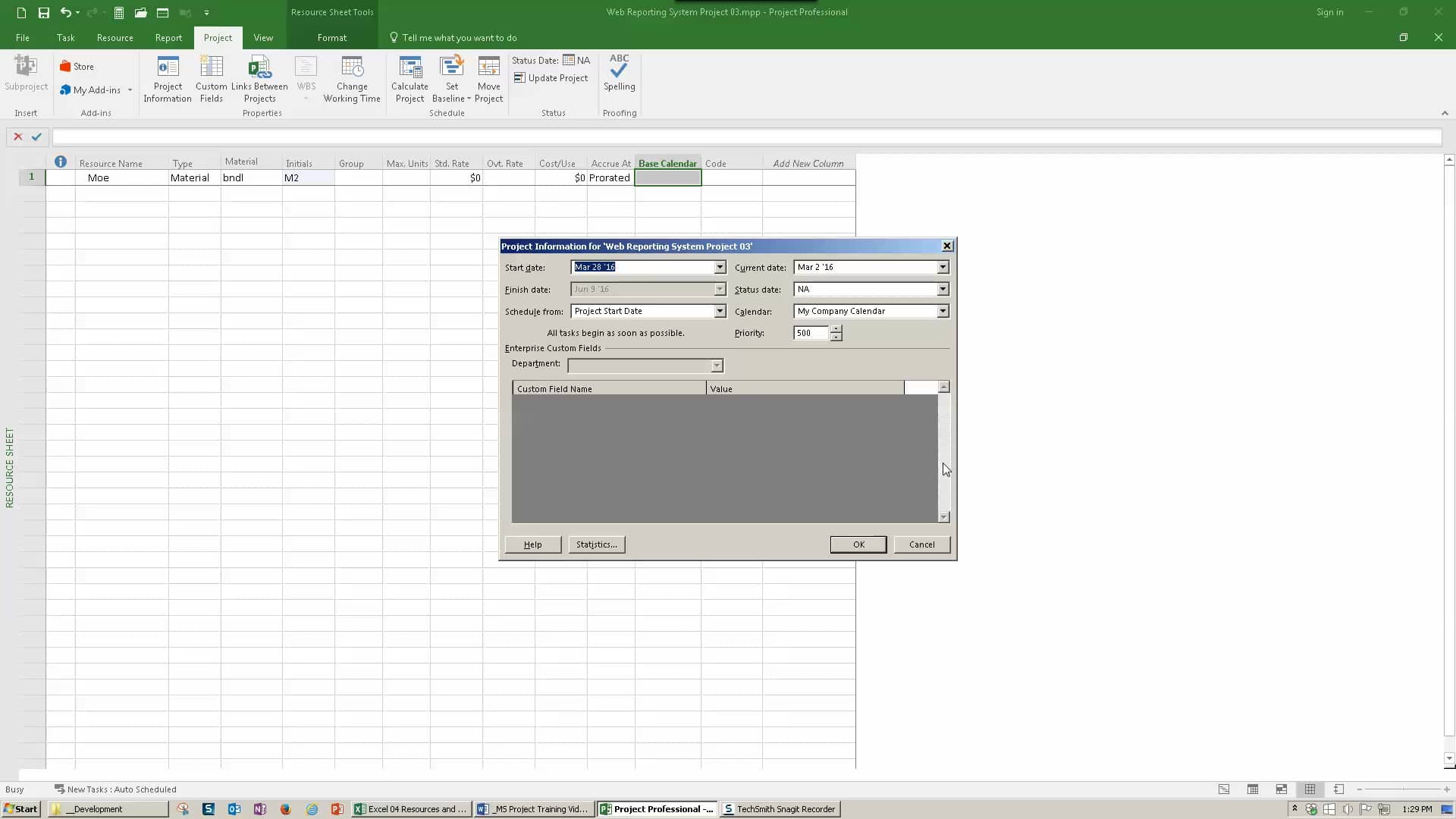 4-1 MS Project Resource Sheet View on Vimeo