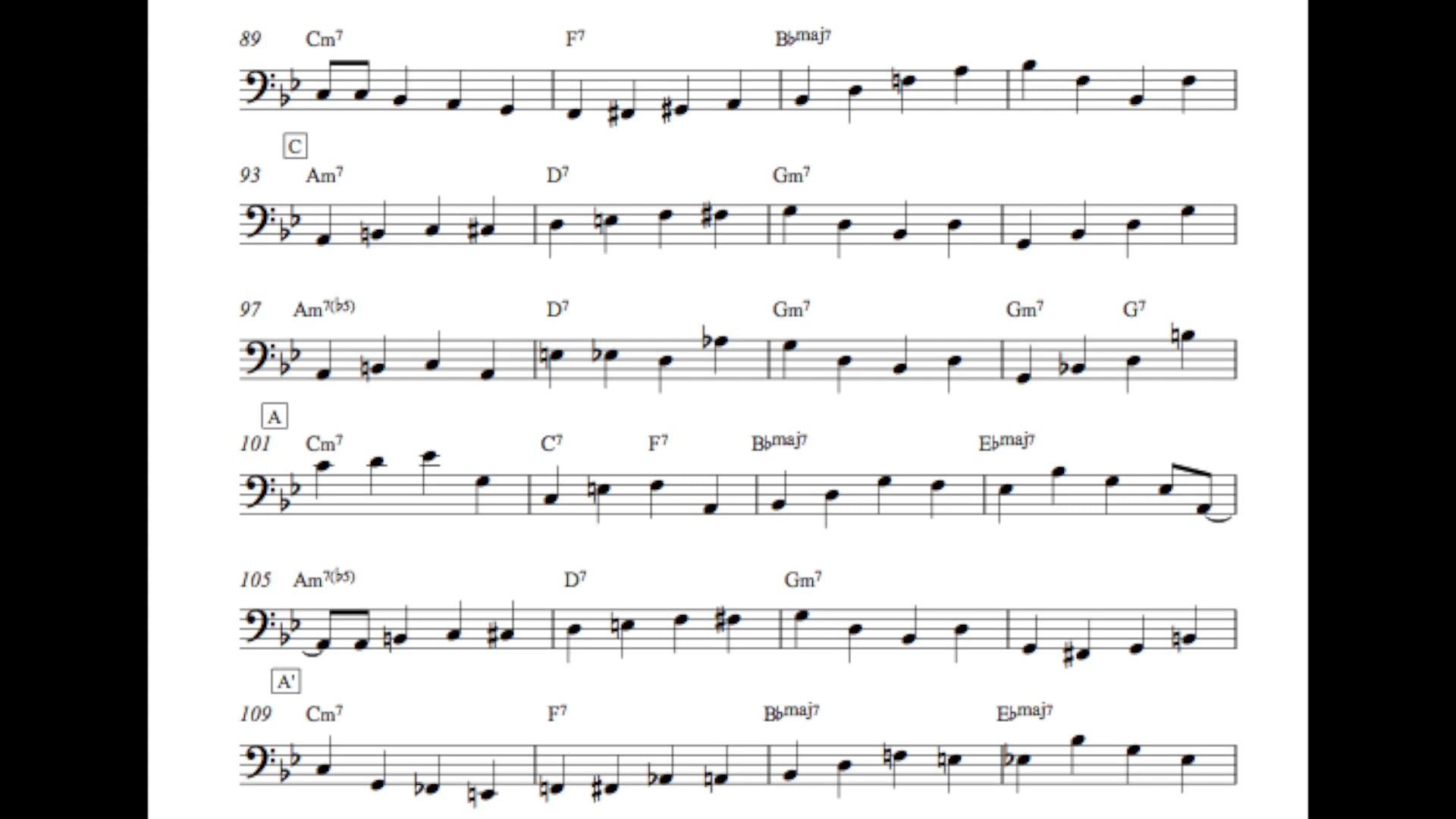 Autumn Leaves - Bass Transcription sam jones (somethin' else cannonball ...