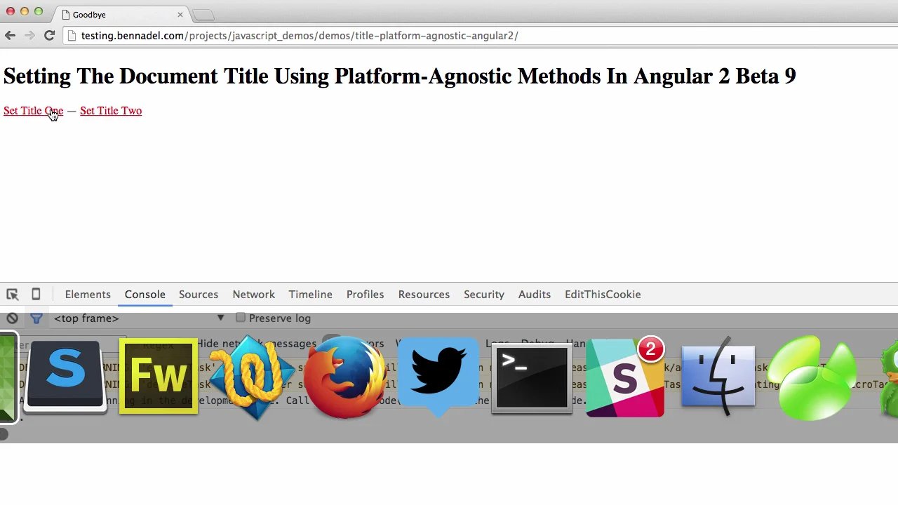 Setting The Document Title Using Platform-Agnostic Methods In Angular 2 Beta 9 on Vimeo