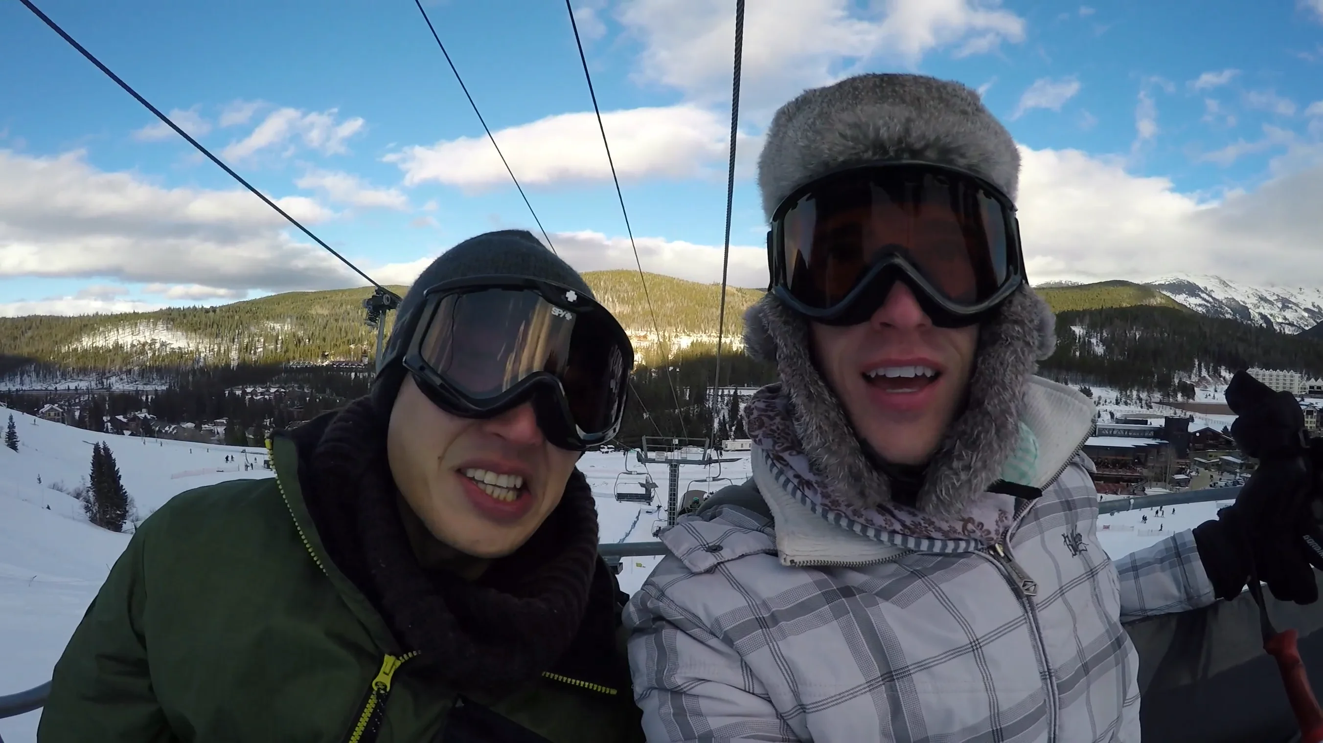 Riding the Gemini Express ski lift at Winter Park Resort