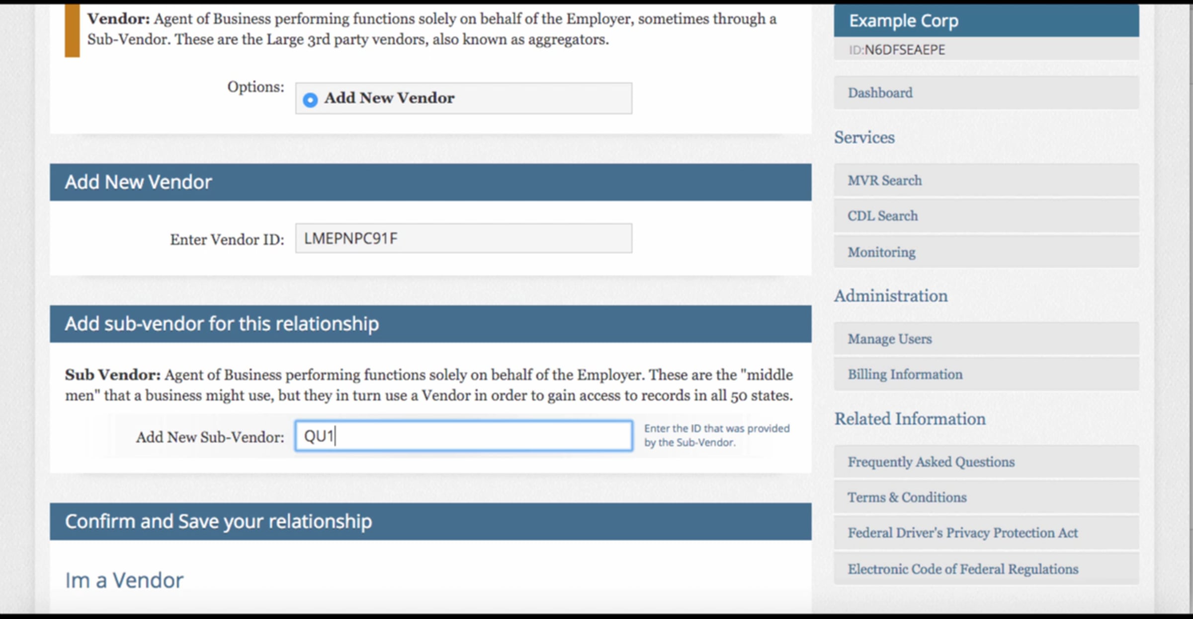 Adding Approved 3rd Party Relationships