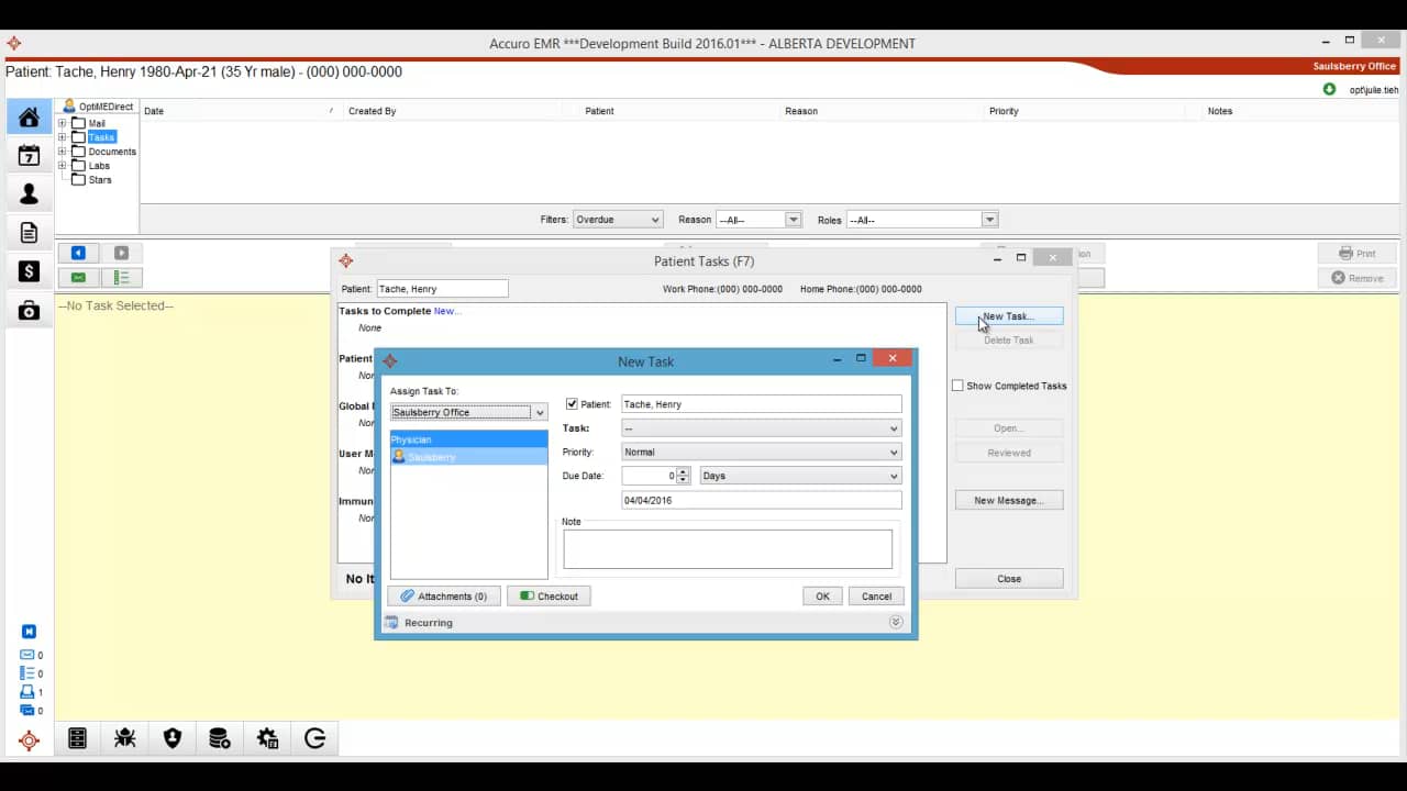 Accuro®EMR: Create Non Patient Tasks on Vimeo