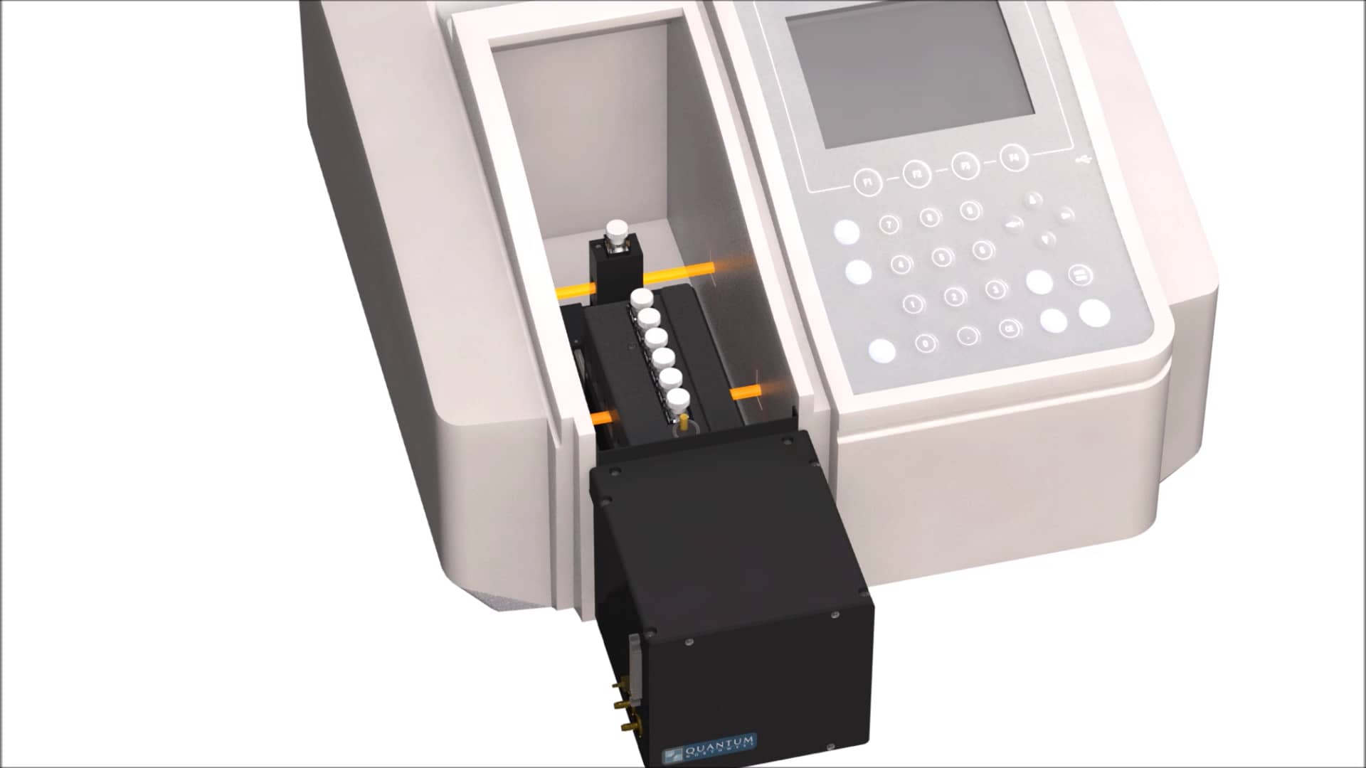 The Quantum Northwest qCHANGER 6 cuvette holder in a Shimadzu UV-1800 ...