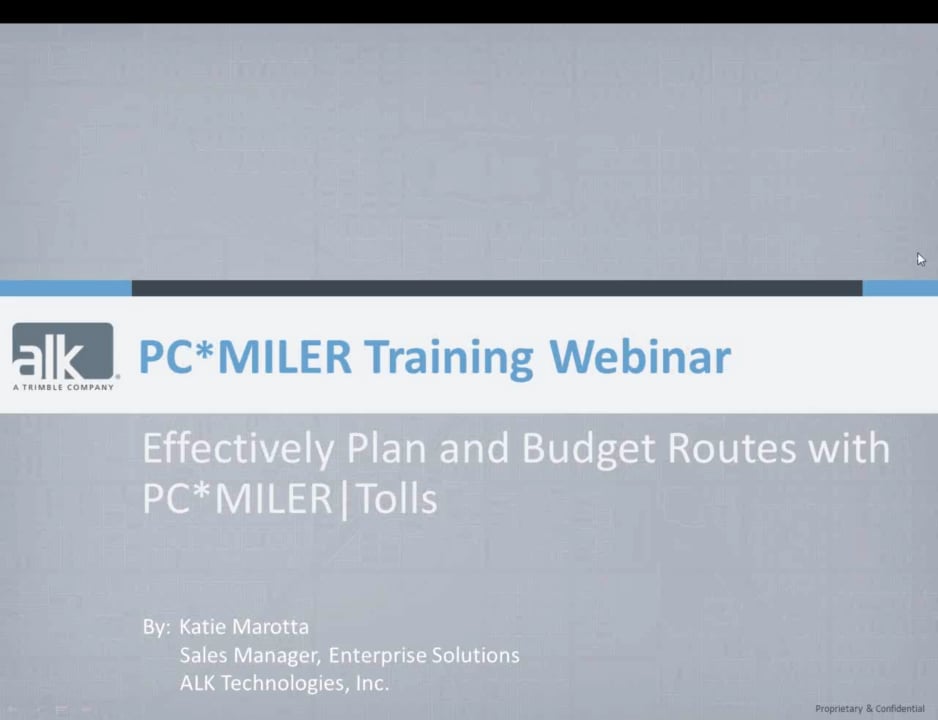 2015 - PC*MILER Training - PC*MILER|Tolls on Vimeo