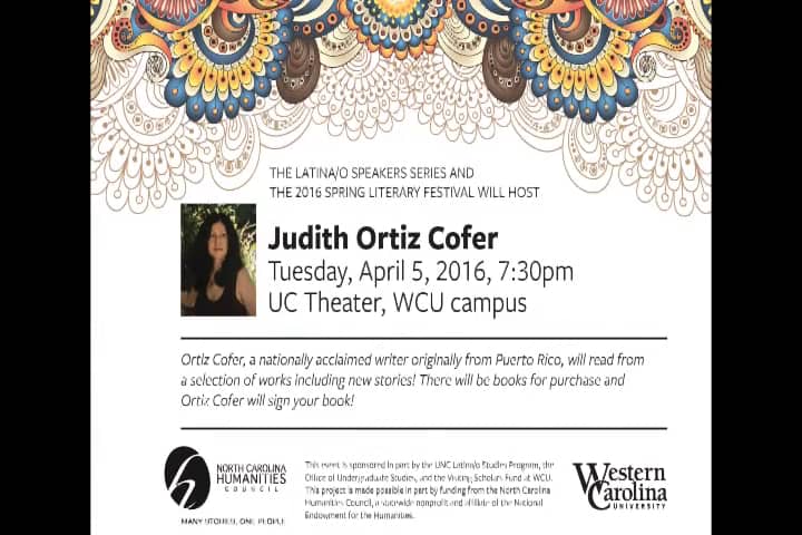 Judith Ortiz Cofer at WCU's 2016 Literary Festival on Vimeo