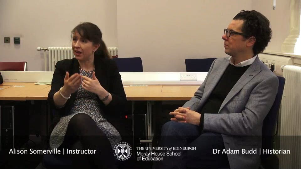 Alison Somerville and Adam Budd discussing one of the workshops on Vimeo