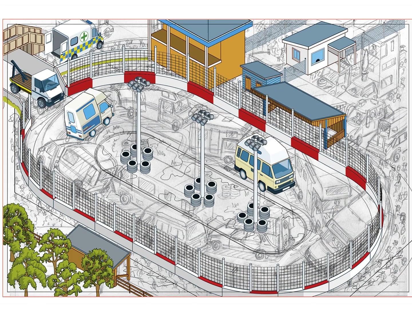 Top Gear Where's Stig? Illustration Working Process: From pencil rough ...