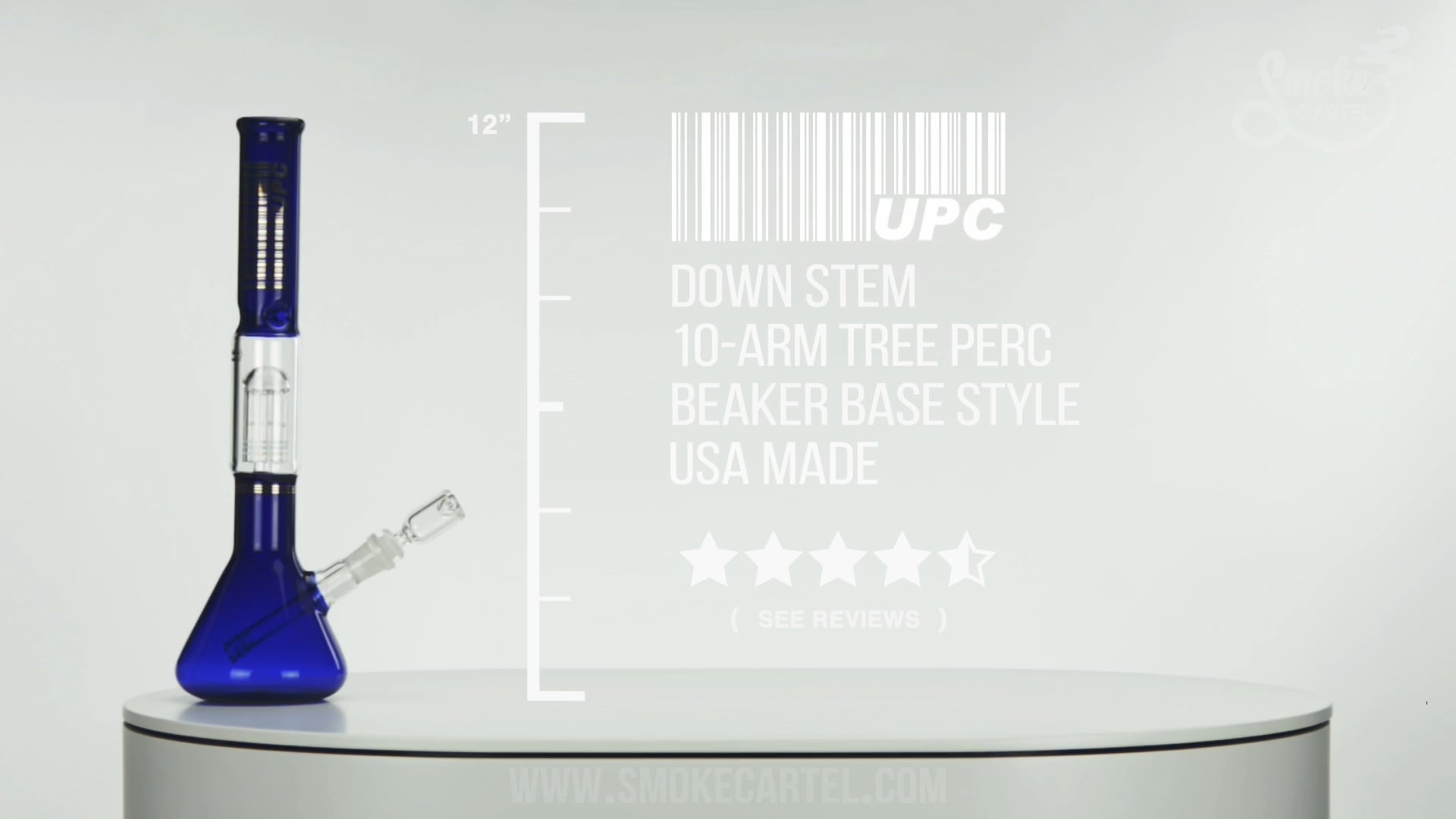UPC Tall and Thick 10-Arm Tree Perc Beaker with Removable Downstem on Vimeo