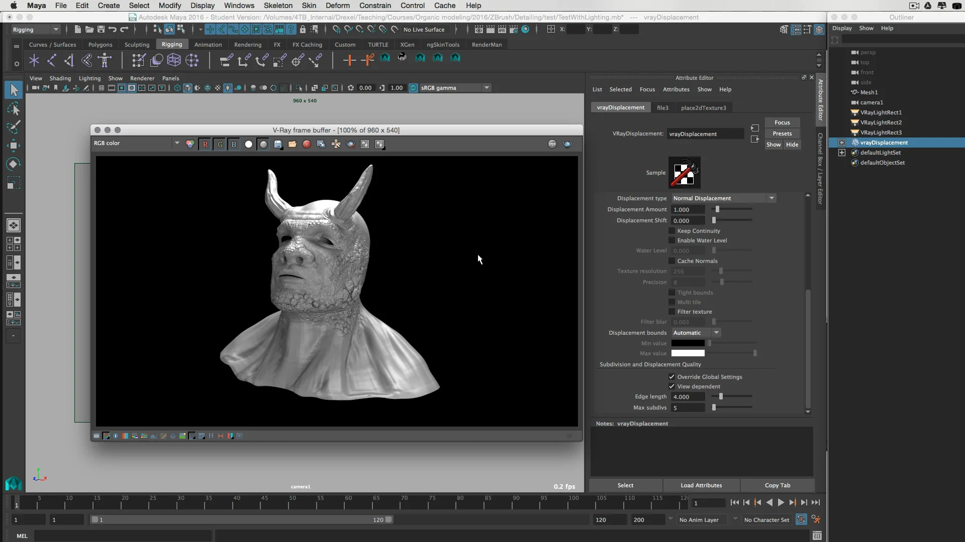 Applying Normal & Displacement Maps in VRay for Maya on Vimeo