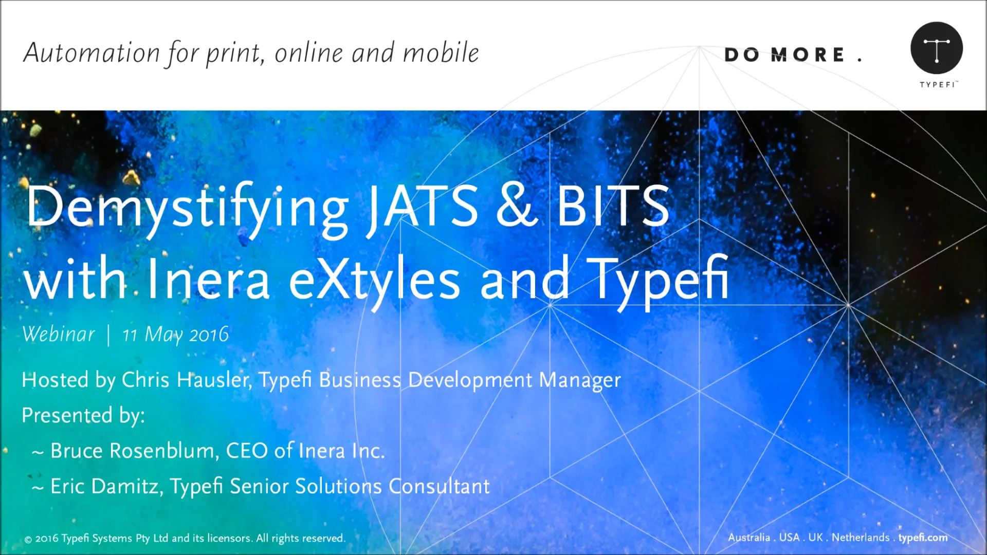 Demystifying JATS & BITS with Inera eXtyles and Typefi