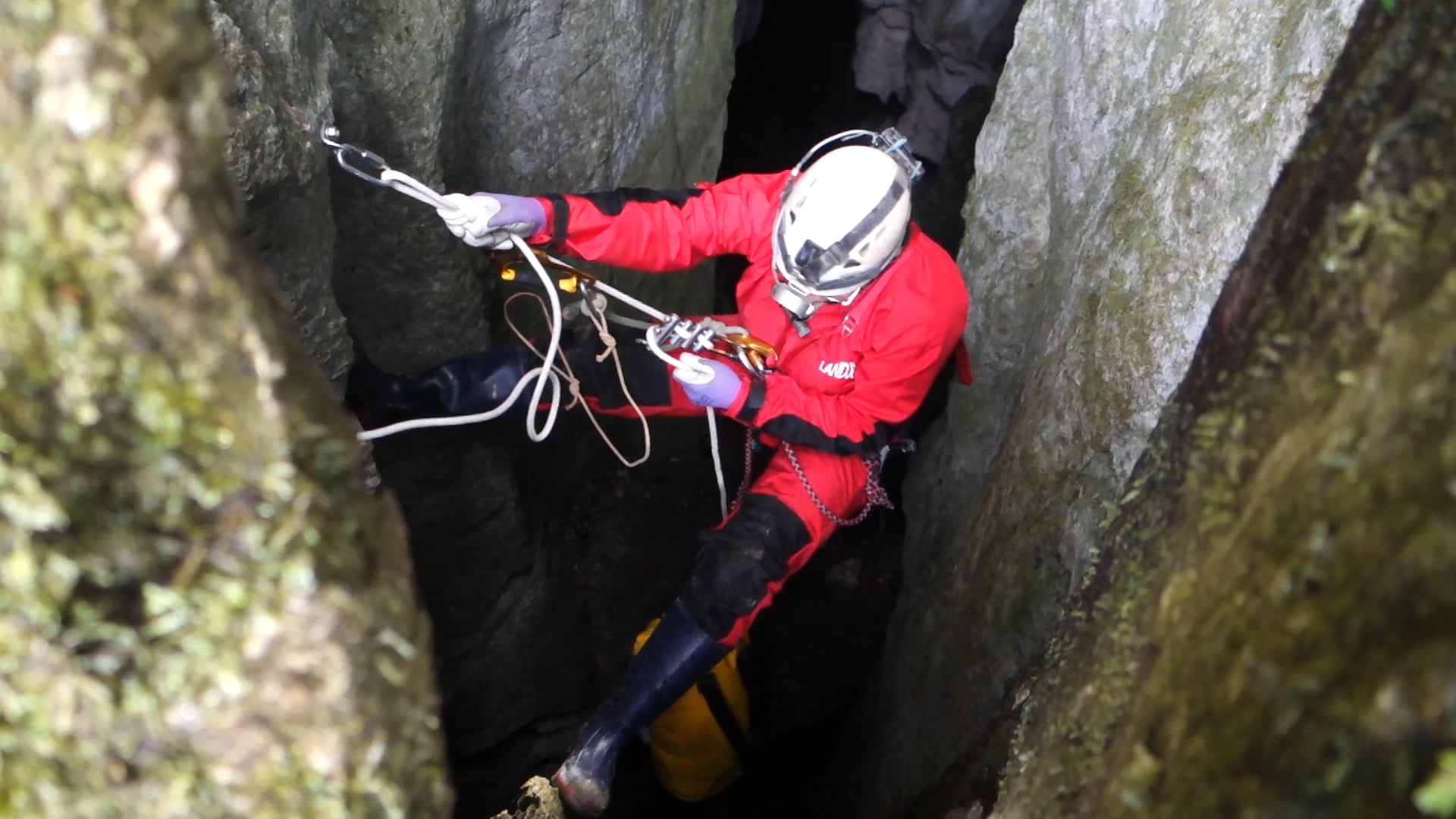 After the blessing Gilly Elor begins rigging the La Grieta entrance on ...