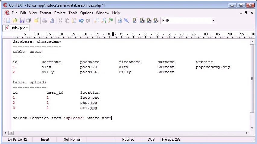 Beginner PHP Tutorial - 109 - More About Databases on Vimeo
