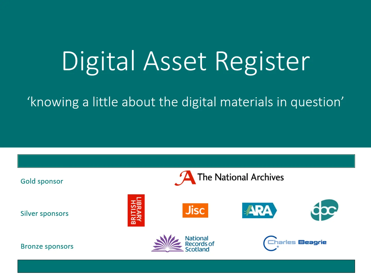 Creating a Digital Asset Register