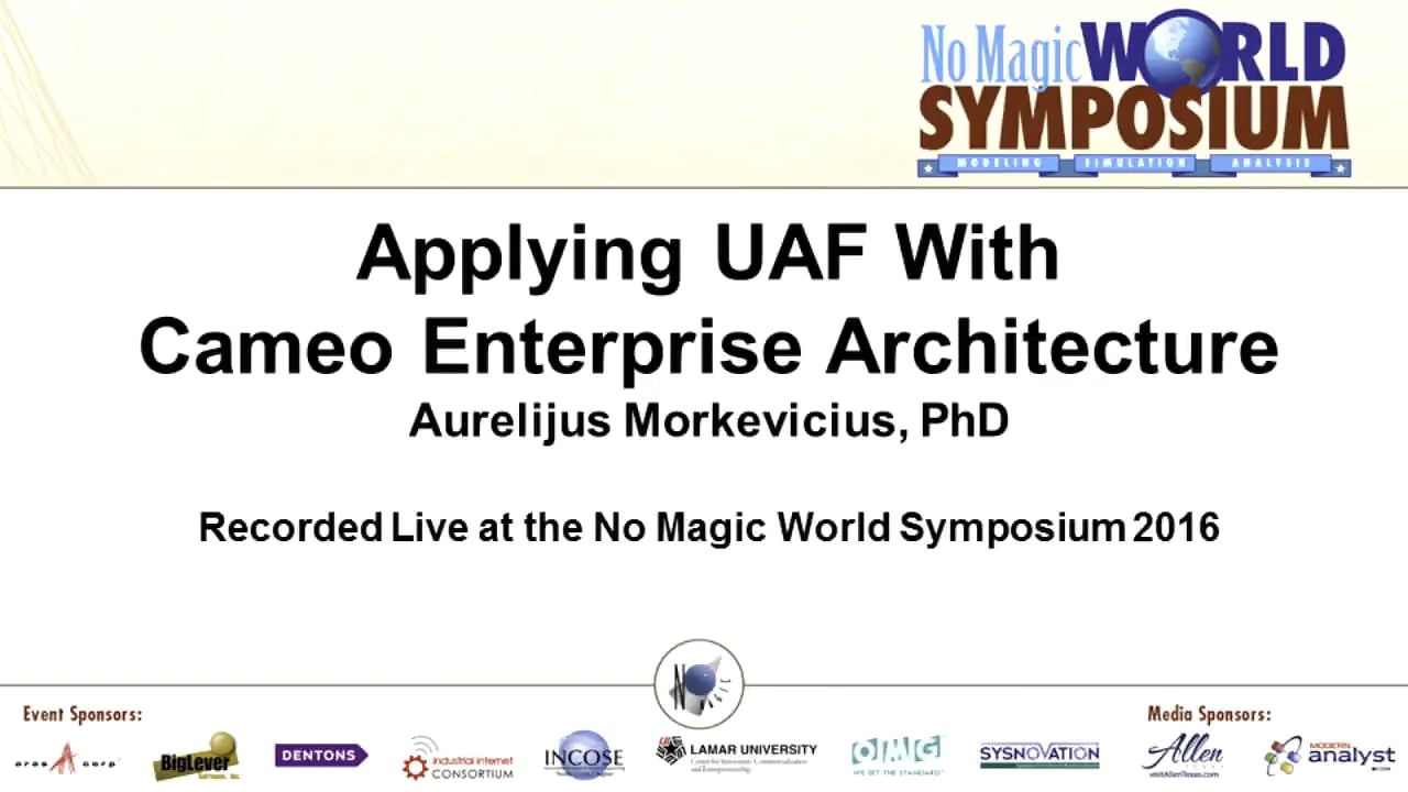 No Magic World Symposium 2016 - Technology & Enterprise Architecture ...