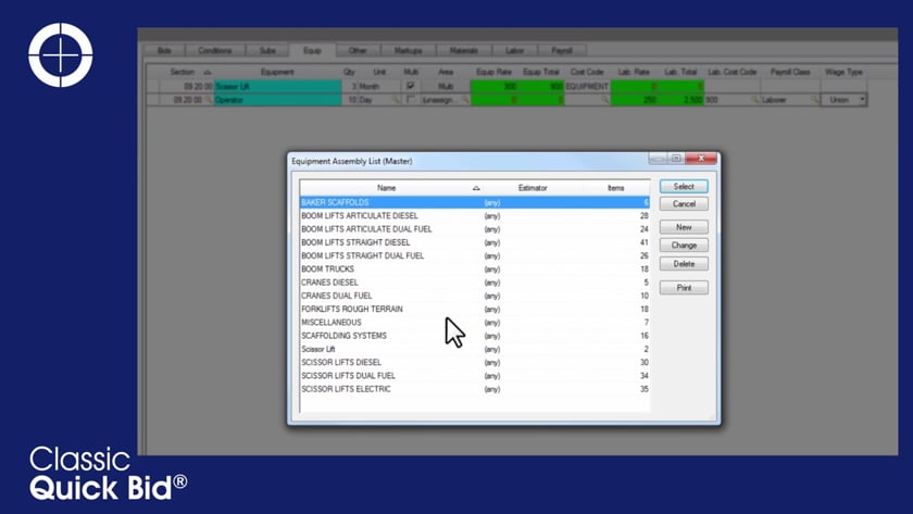 Equip Tab - On Center Software