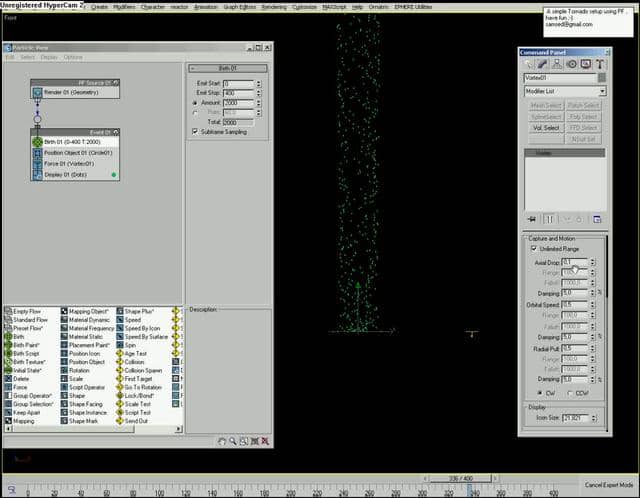 Tornado setup with particle flow on Vimeo