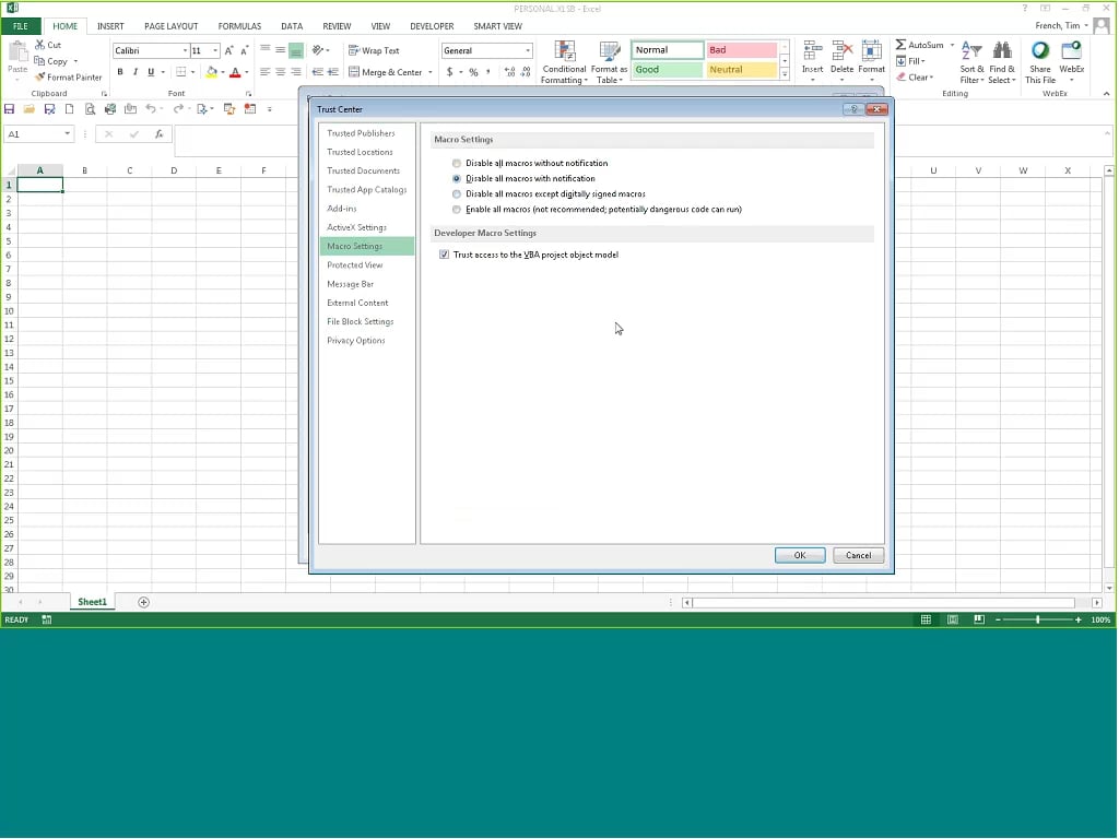 Excel Macro Settings on Vimeo