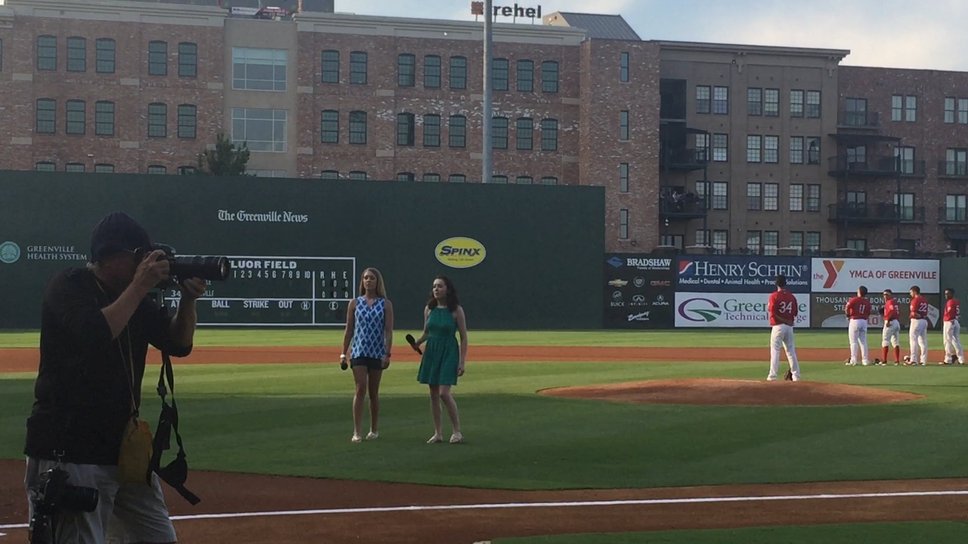 National Anthem Duet at Greenville Drive Baseball Game - July 2, 2016 ...