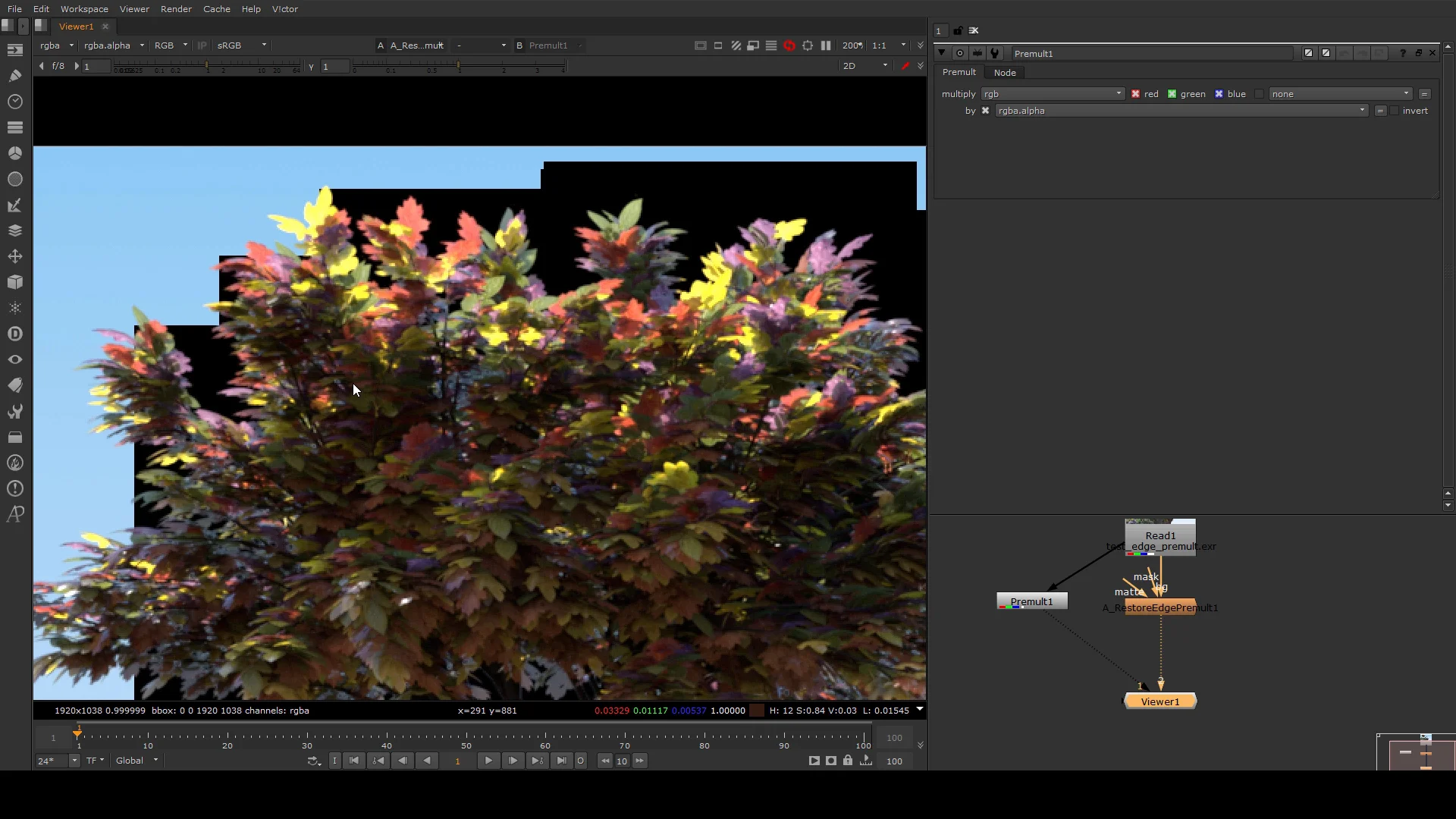 NUKE Edge Restore Premultiplication gizmo