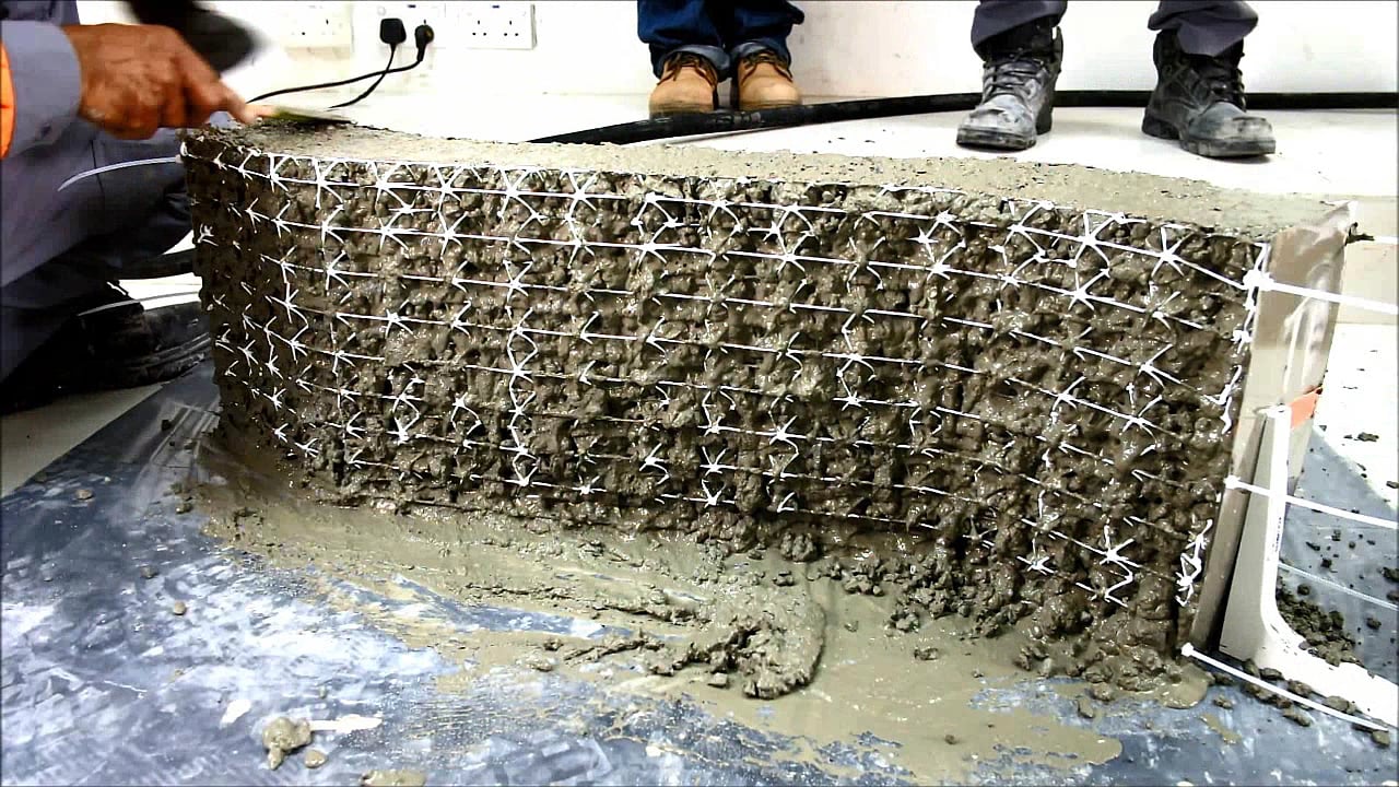 Mesh Mould: Concrete filling of a polymer mesh on Vimeo