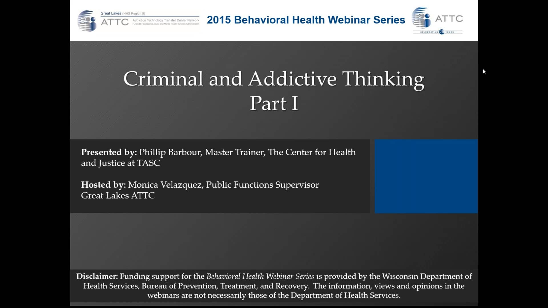 Criminal and Addictive Thinking, Part I on Vimeo