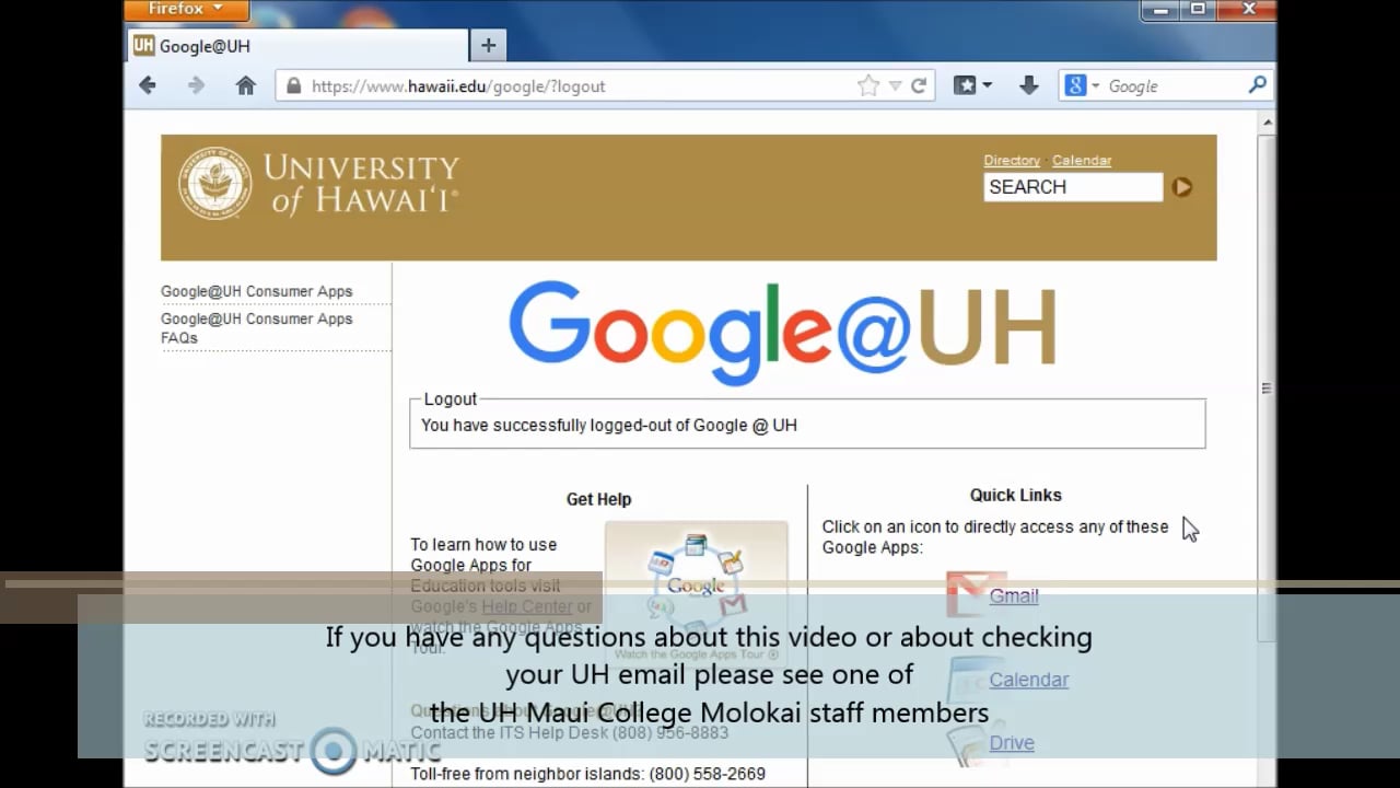 Check UH Email with Captions on Vimeo