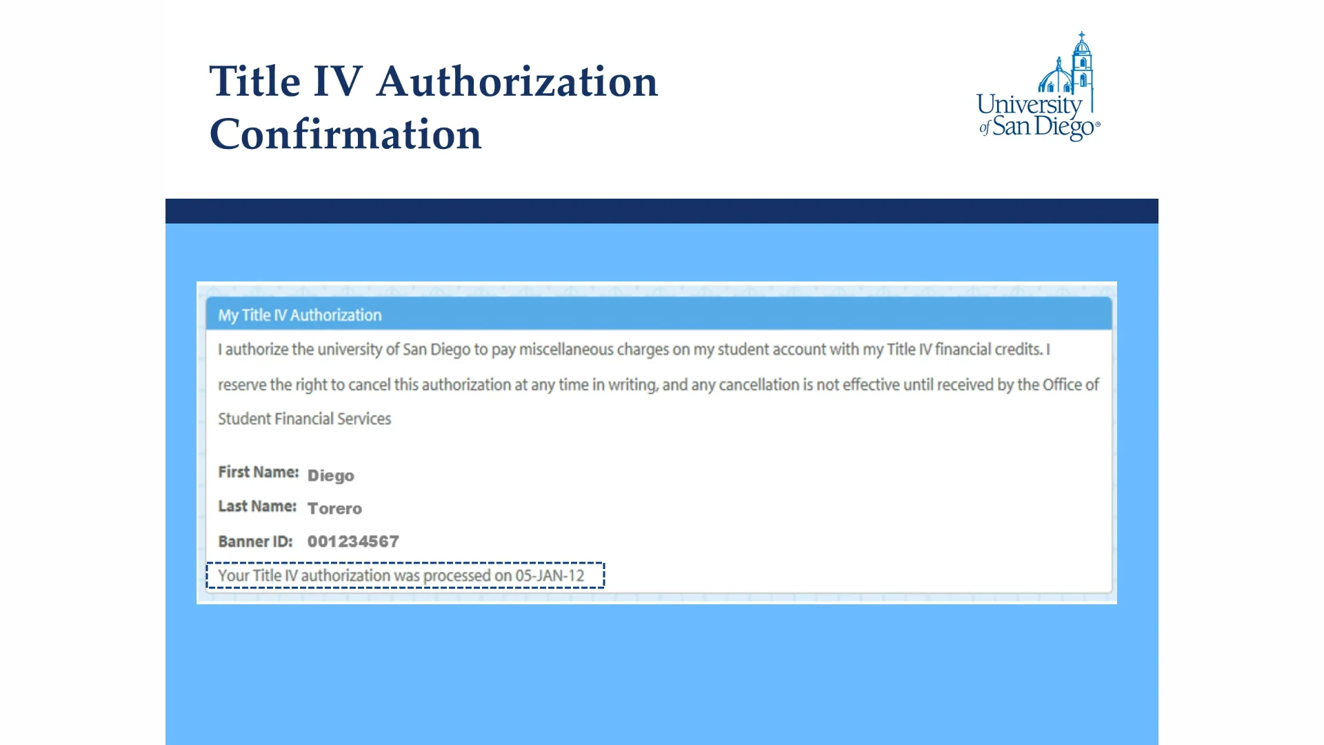How to Authorize Title IV on your Student Account