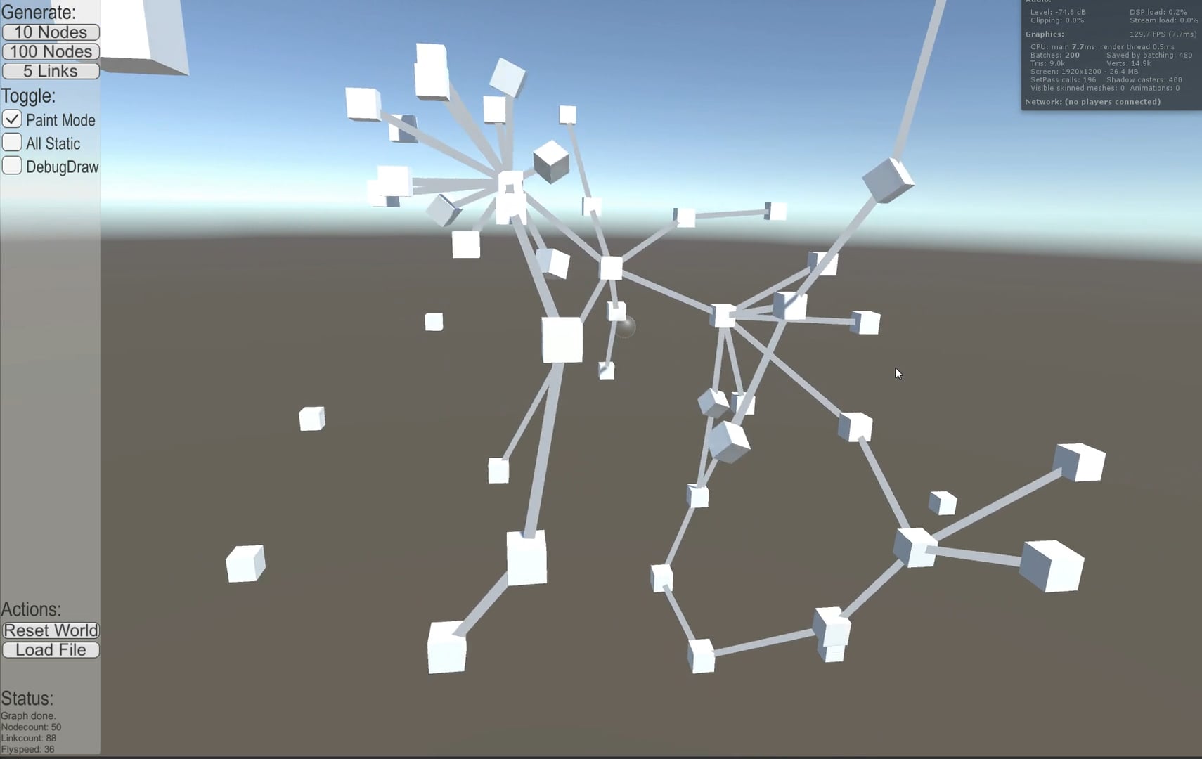 3D Force Directed Node Graph with BulletUnity